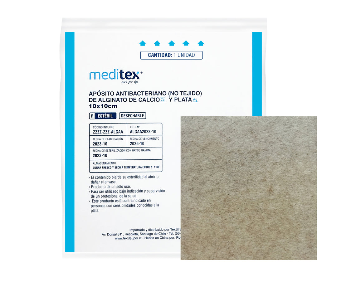 apósito de alginato de calcio y plata 10cm x 10cm estéril se aplica ...